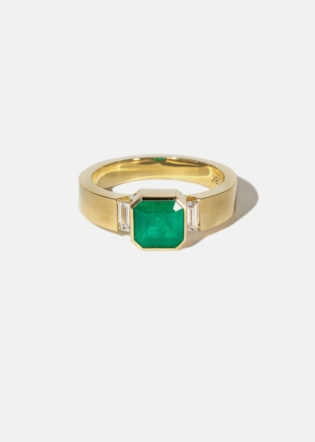 Asscher Emerald Shadow Signet Ring